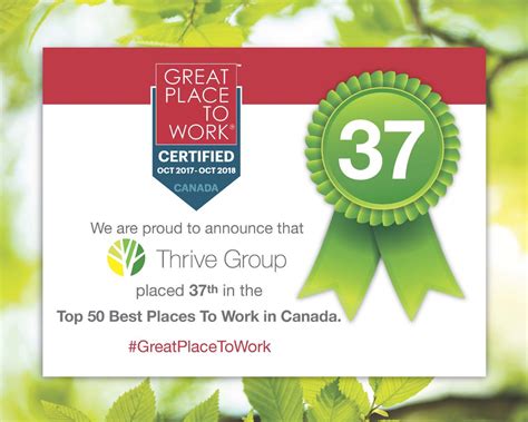 Thrive Group Wins 37th In Top 50 Best Places To Work In Canada
