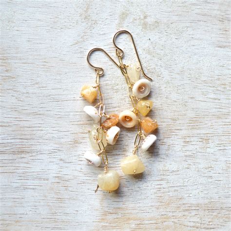 Aventurine And Puka Shell Earrings Salty But Sweet Jewelry