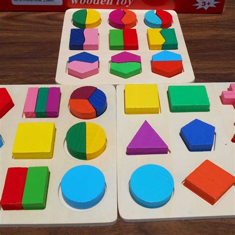 ┅ กระดานรูปทรงเรขาคณิตเด็กตัวต่อจิ๊กซอว์ 3 มิติรูปร่างจับคู่อาคารบล็อกของเล่นเพื่อการศึกษาเด็ก