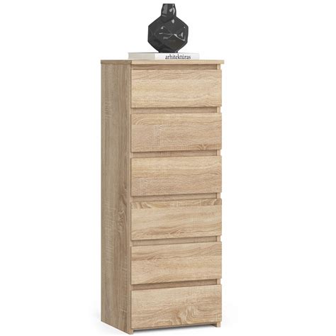 Komoda do salonu szafka CL6 40 cm 6 szuflad nowoczesna wysoka Dąb