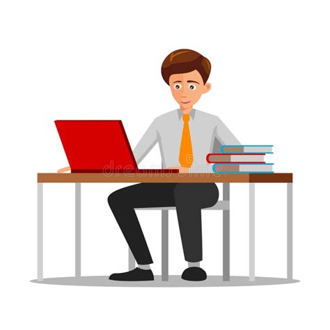 Flat Design Of Cartoon Character Of Office Man Working Stock Vector