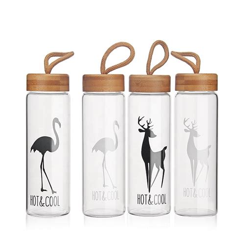Borosilicate Glass Water Bottle Wood Cap Noblewell Glass