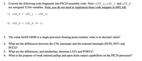Solved Convert The Following Code Fragments Into Pic Chegg