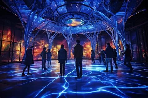 A Holographic Dance Floor With D Projections Premium Ai Generated Image