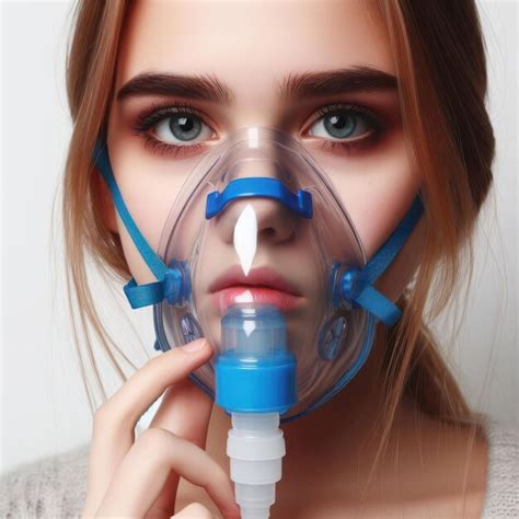 Premium Photo Girl In An Oxygen Mask On A White Background
