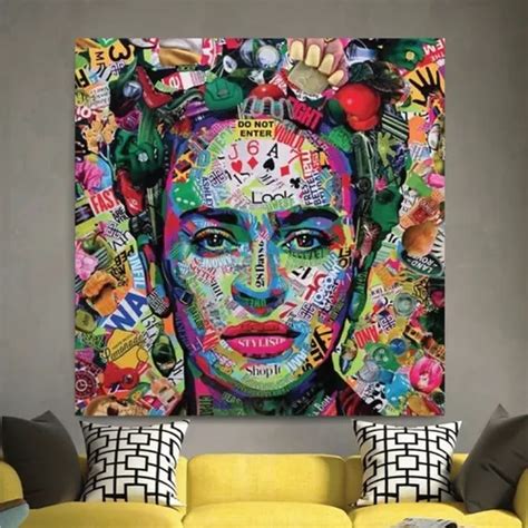 Cuadro Frida Kahlo Graffiti Canvas Grueso 90x90 Envío Gratis
