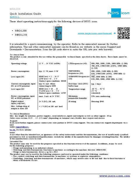 Insys Mro L200 4g Router Quick Installation Guide Pdf Ip Address Computer Network