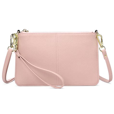 Sendefn Leather Wristlet Clutch With Rfid Zipper And Cross Body Strap