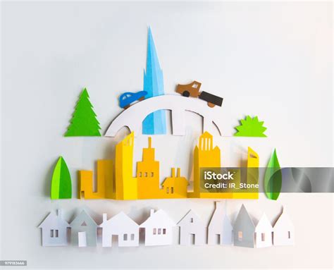 종이 추상 시 컷 고층 빌딩 그리고 주거 건물입니다 거리 보기입니다 텍스트에 대 한 공간을 가진 종이 디자인 페이퍼커팅에 대한 스톡 사진 및 기타 이미지 Istock