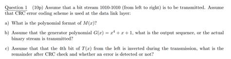 Solved Question P Assume That A Bit Stream Chegg