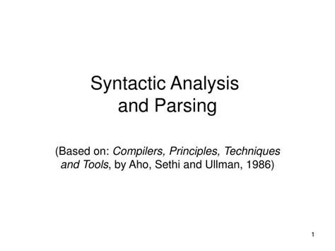 Ppt Syntactic Analysis And Parsing Powerpoint Presentation Free