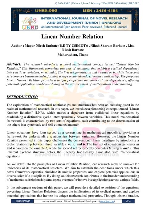 Pdf Linear Number Relation