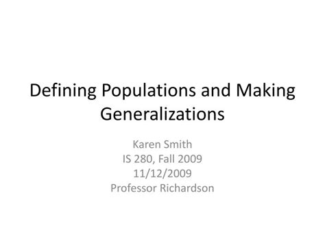 PPT Defining Populations And Making Generalizations PowerPoint
