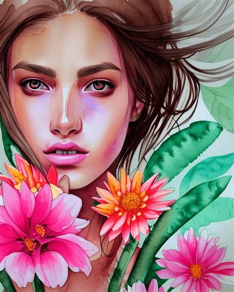 Radiant Woman Wrapped In Flowers · Creative Fabrica