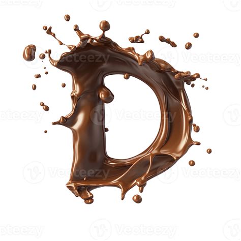 Liquid Chocolate Letter D Splashing Dynamically Forming A Delicious