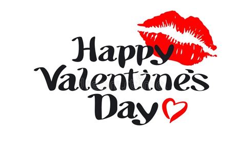 Happy Valentines Day Love Heart Red Pink Kiss Stock Vector