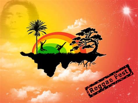 Download Reggae Fest A Poster With A Palm Tree And A Rainbow