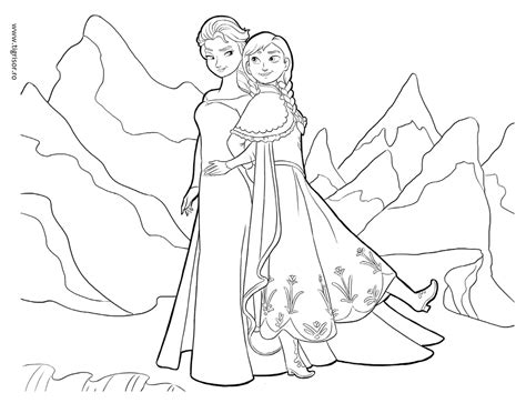 Plansa De Colorat Cu Anna Si Elsa Din Frozen Regatul De Gheata