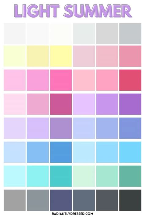 Light Summer Color Type Light Summer Light Summer Color Palette