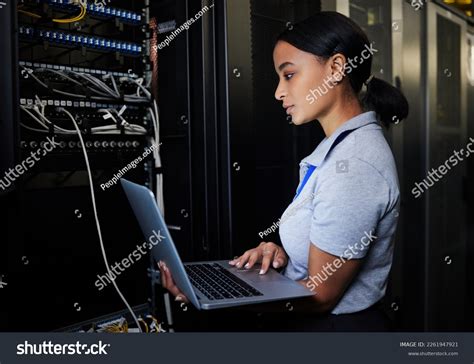 Engineer Laptop Database Woman Server Room Stock Photo Shutterstock