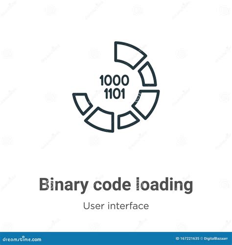 Binary Code Loading Outline Vector Icon Thin Line Black Binary Code Loading Icon Flat Vector