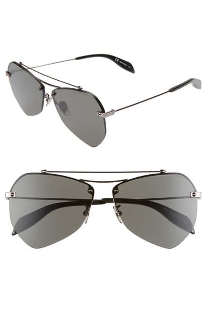 Alexander Mcqueen 61mm Aviator Sunglasses Ruthenium