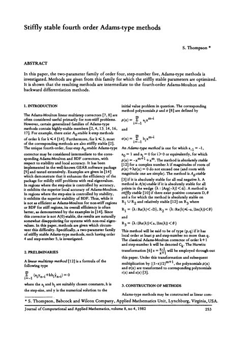 PDF Stiffly Stable Fourth Order Adams Type Methods