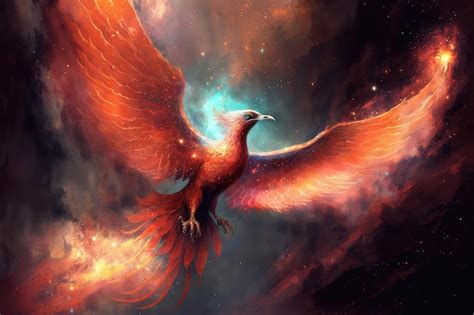 Premium AI Image Phoenix Firebird Spreading Its Wings Soaring Through