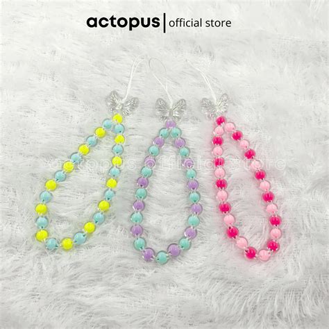 Hp Gantungan Actopus Cute Korean Acrylic Bead Chain Aesthetic Phone Strap Straphone Cell Phone