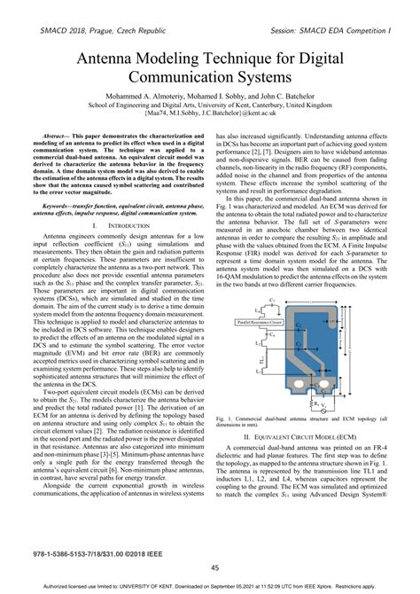 Pdf Antenna Modeling Technique For Digital Communication Systems