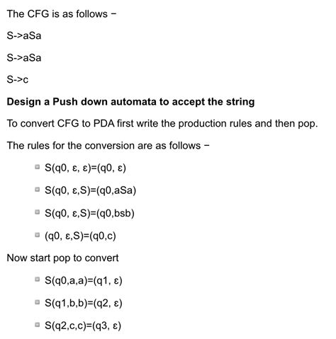 Solved Convert Context Free Grammar To Push Down Automata