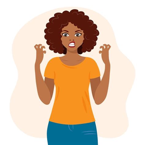 Premium Vector Black African American Woman With An Angry Expression