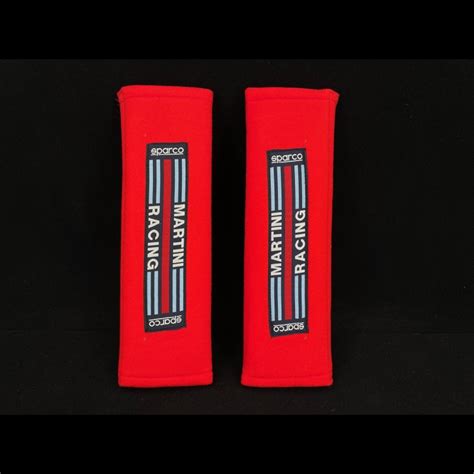 Pair Of Martini Racing Seat Belt Pads Red Sparco 01098s3mr