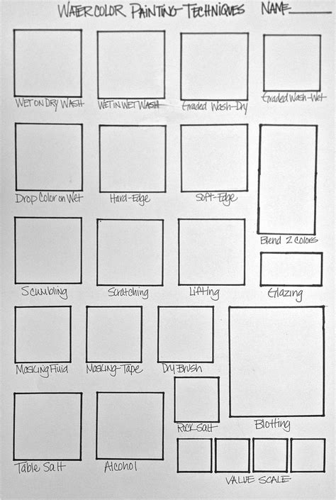 Beginner Watercolor Techniques Worksheet Printable Word Searches
