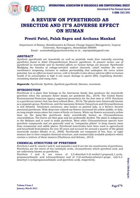 Pdf A Review On Pyrethroid As Insectide And Its Adverse Effect On Human