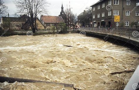 Bridge In Danger Flood Caused By The River Schwarza In Rudolstadt