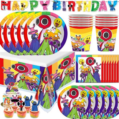 Roblox Rainbow Friends Party Supplies Kit Favors Paper Plate Tablecloth