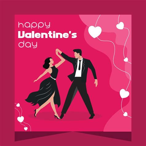 Modern Vector Happy Valentines Day Couple Dance Social Media Post