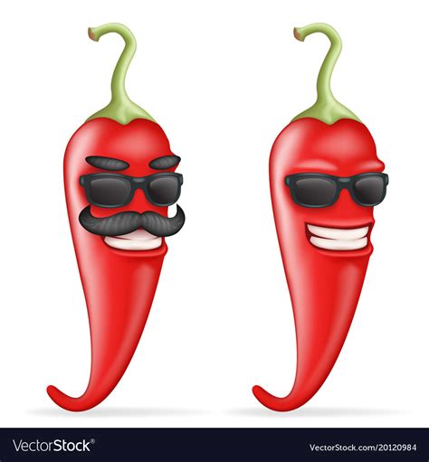 Red Cool Hot Chili Pepper Sunglasses Mustache Vector Image