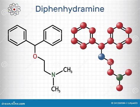 Diphenhydramine Molecular Structure 3d Model Molecule Benadryl Structural Chemical Formula