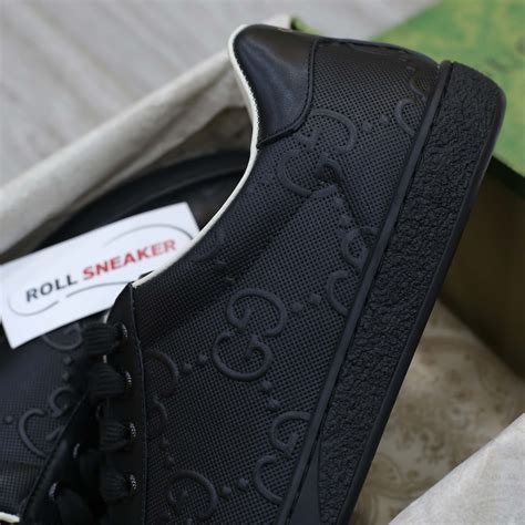 Giày Gucci Ace Gg Embossed Sneaker Black Like Auth Shop Giày Replica™