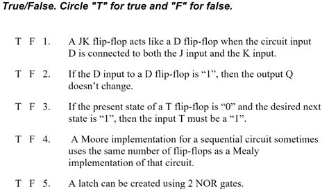 Solved True False Circle T For True And F For False T Chegg