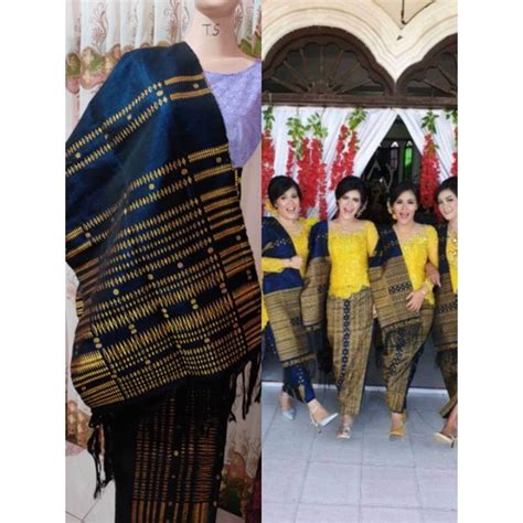 Jual Ready Pucca Bunga Navy Gold Songket Tarutung Sarung Tarutung Tenunan Tangan Asli Tarutung