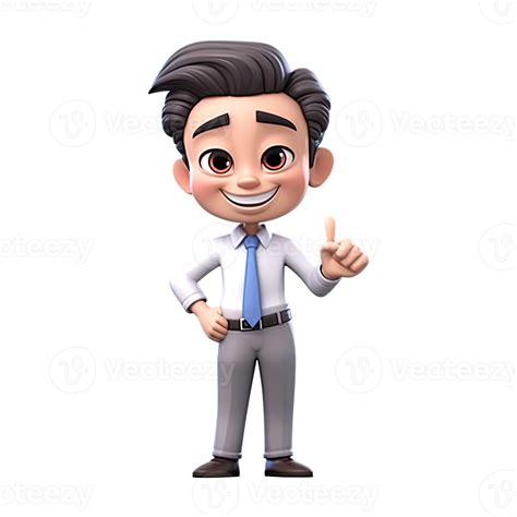 D Cartoon Businessman On Transparent Background Png