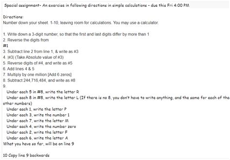 Solved Special Assignment An Exercise In Following Chegg