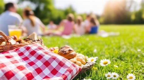Sunny Summer Picnic Lush Green Park Delicious Food Basket Drinks Ai