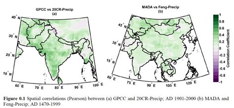 1 Spatial Correlations Pearson Between A Gpcc And 20cr Precip Ad
