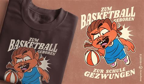 Cartoon Backetball Player T Shirt Deign Vector Download