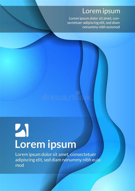 A4 Gradient Blue Modern Wave Paper Cutout Stock Illustration
