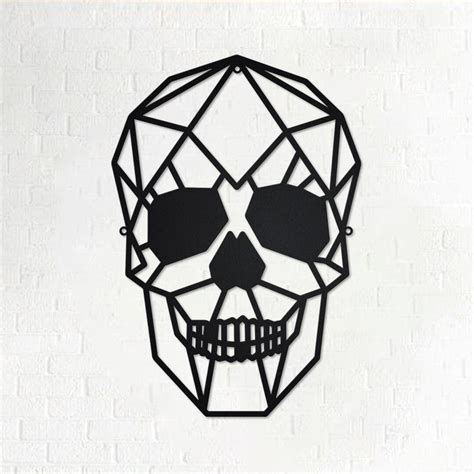 Skull Geometric Metal Wall Art Skull Geometric Metal Sign Etsy